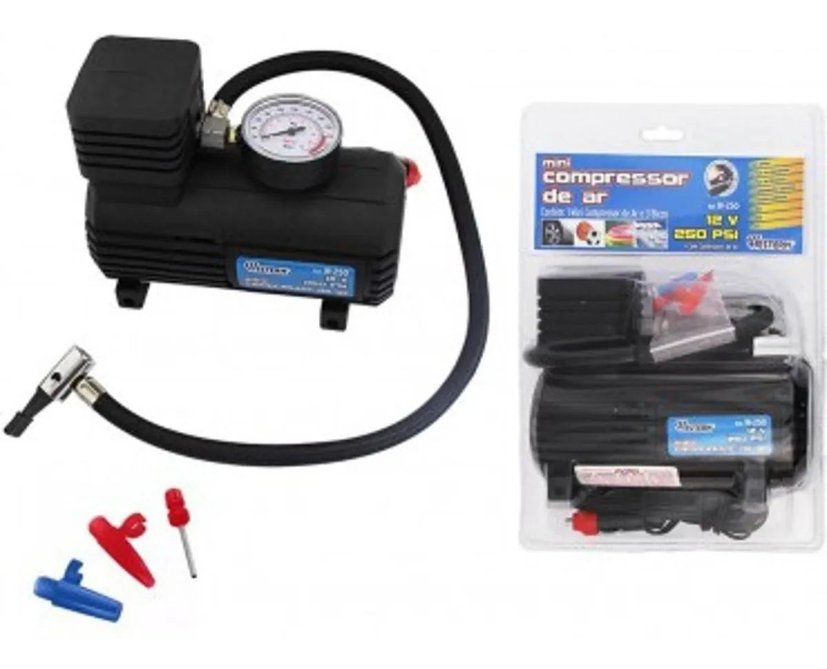 Mini Compressor Ar Western 12v 250psi Calibrador + 3 Bicos ...