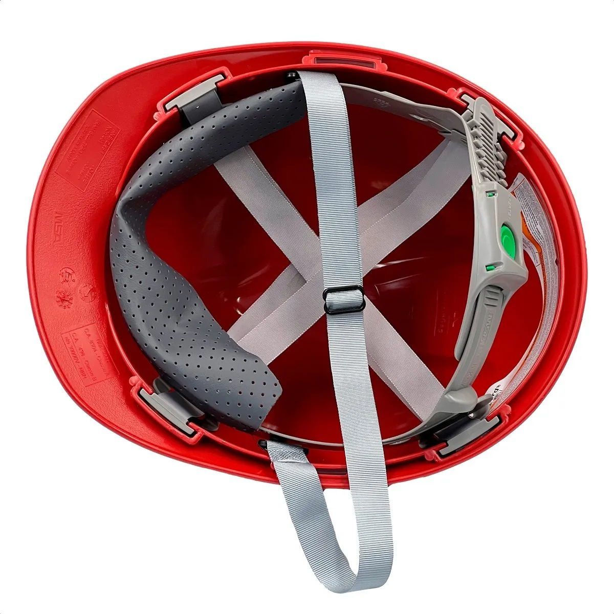 Capacete MSA V-Gard C/ Carneira Push Key e Jugular Vermelho CA 498 ...