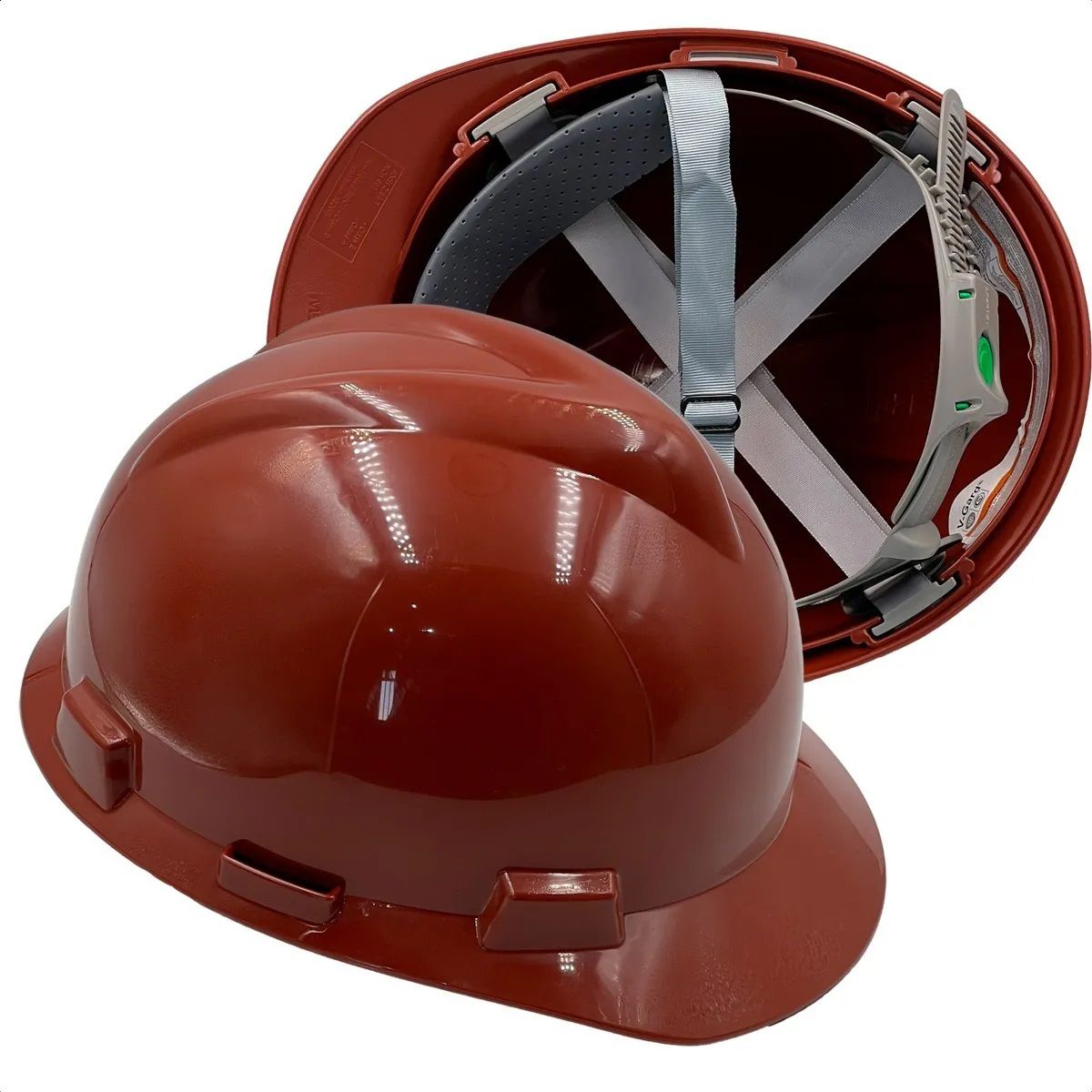 Capacete MSA V-Gard C/ Carneira Push Key e Jugular Marrom CA 498 ...