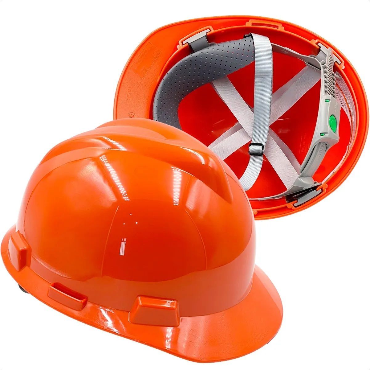 Capacete MSA V-Gard C/ Carneira Push Key e Jugular Laranja CA 498 ...