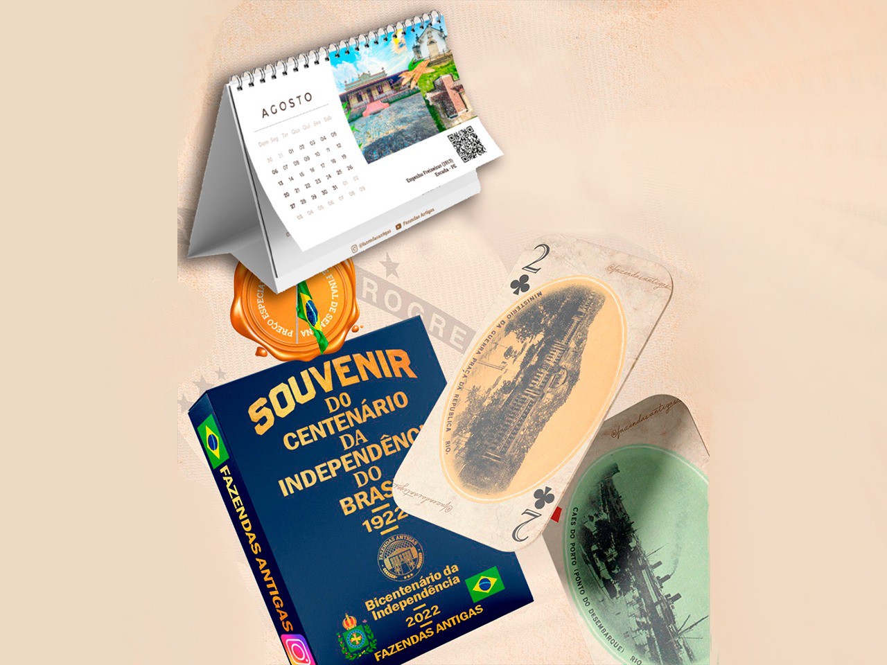 KIT C/ 2 BARALHOS do Bicentenário da Independência + 1 CALENDÁRIO 2024 ...