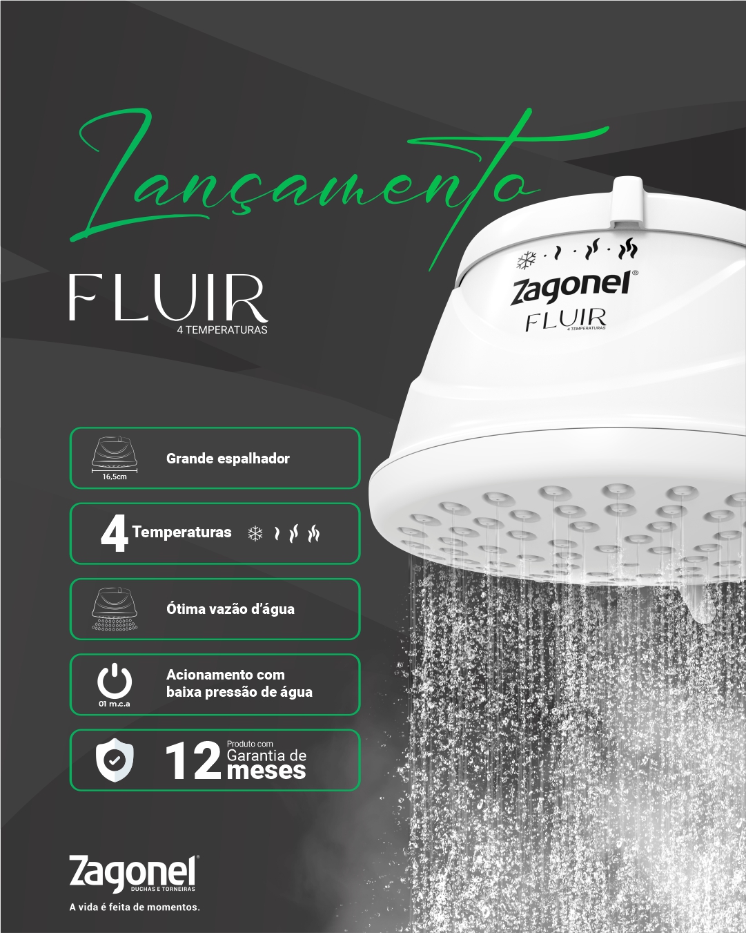 Ducha Fluir Branco 4T 220V 6800W Zagonel - Conibase Home Center