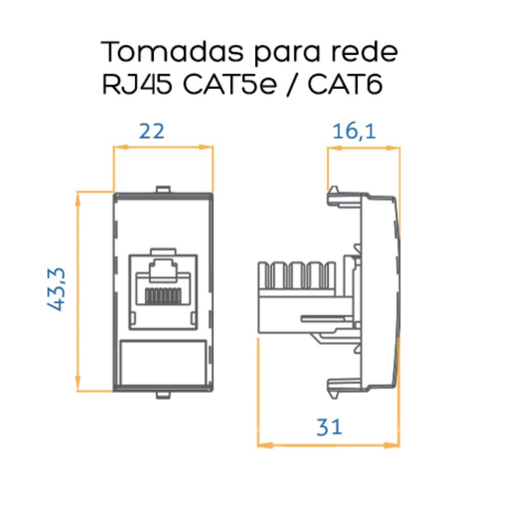 Tomada para rede de informática RJ45 CAT6 MarGirius Sleek - 15760 - SOL ...