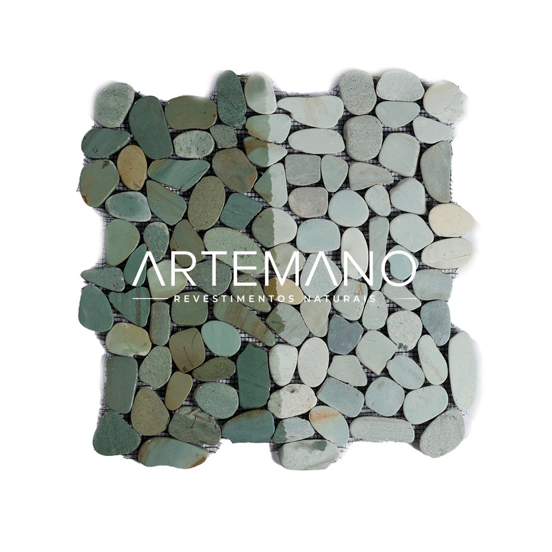 Seixo Flat Telado Verde 30x30 (Venda por m2) - Artemano Revestimentos