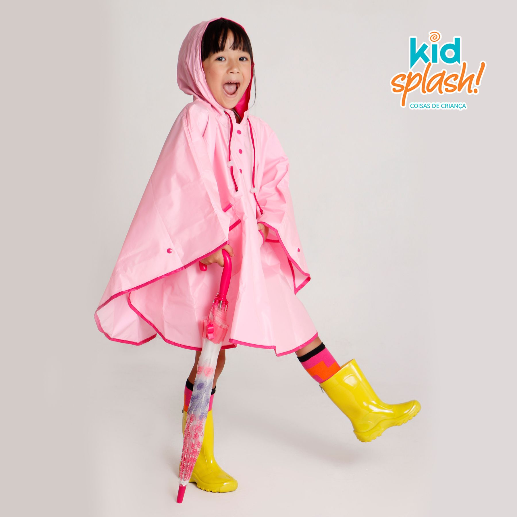 Capa de Chuva KidSplash! Lisa Rosa Claro - KidSplash! Coisas de Criança