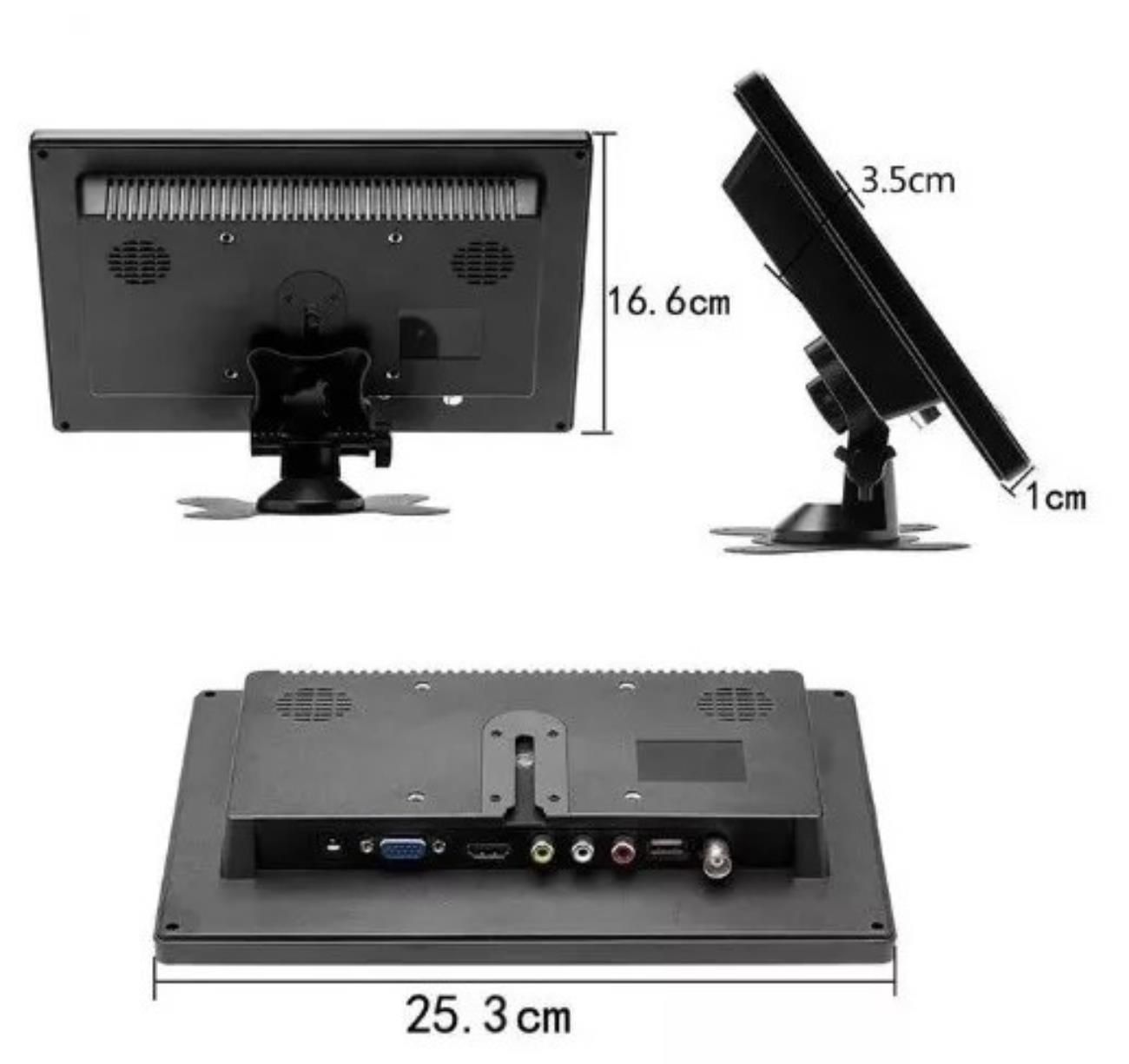 Tela Monitor Lcd 10.1 Polegadas Colorida Controle Hdmi Vga Mp5 Av Usb ...