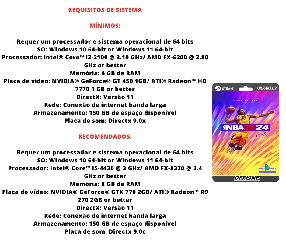 NBA 2K24 Pc Steam Offline - Loja DrexGames - A sua Loja De Games