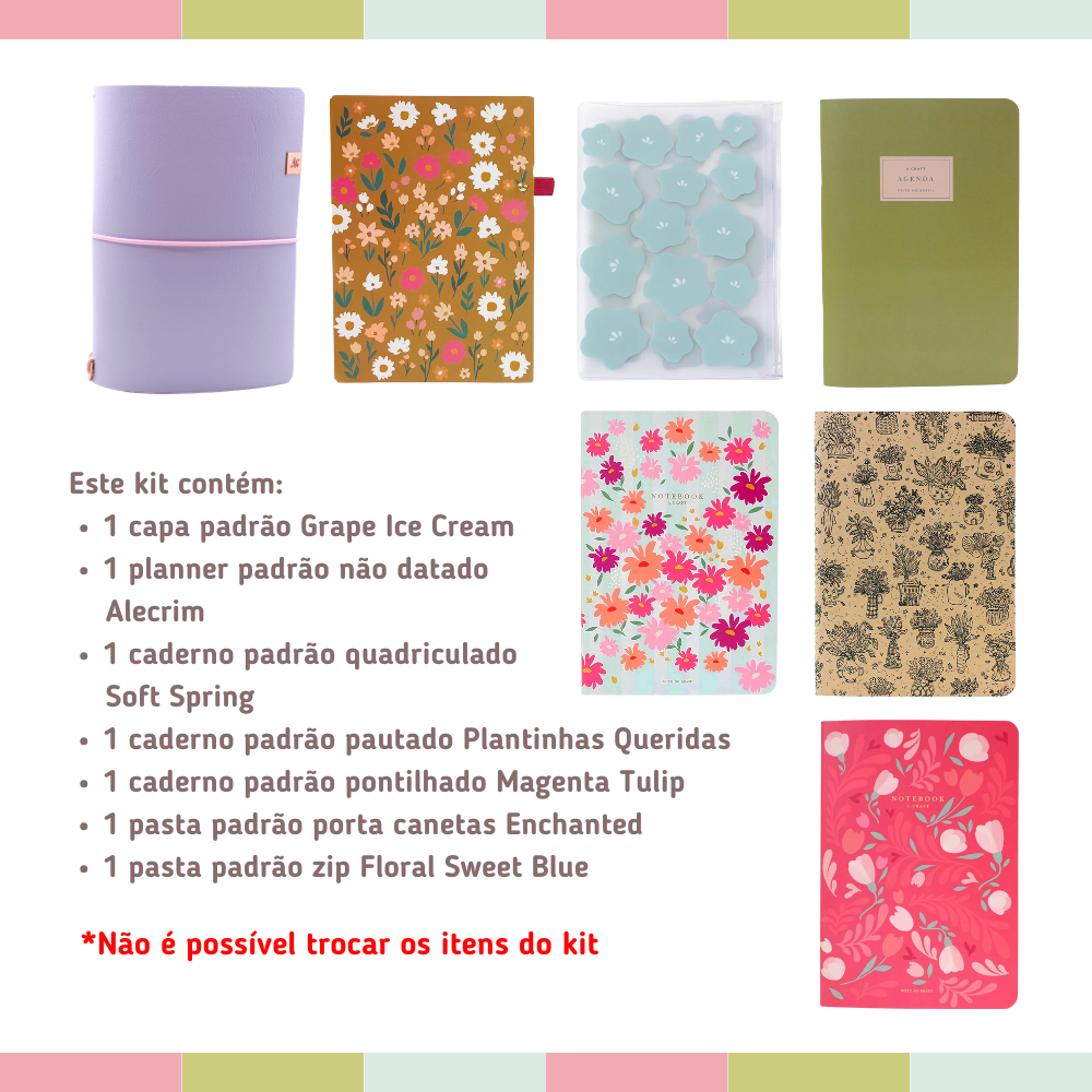 Kit Planner Padrão Grape Ice Cream Floral - Fancy Goods