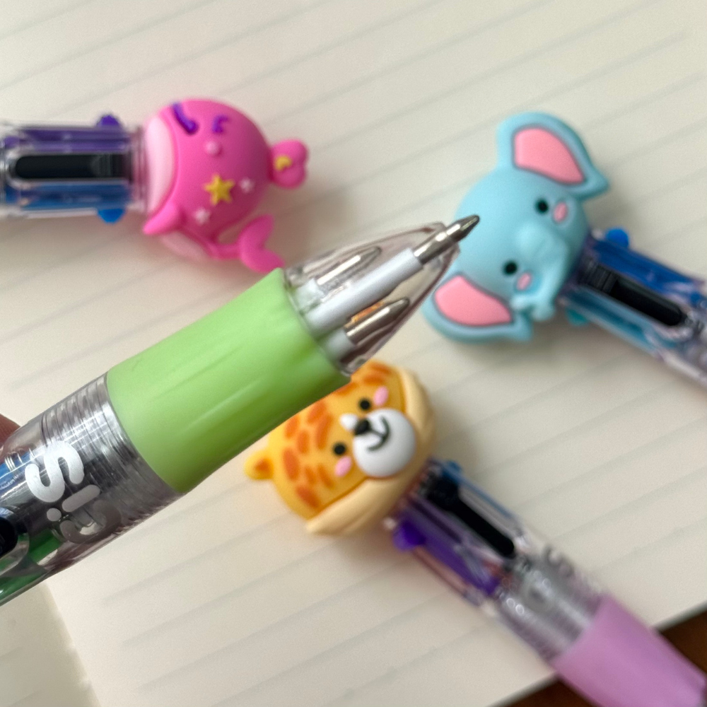 Mini Caneta Esferográfica 4 Cores 0.7mm Animais Fun Cis - Fancy Goods