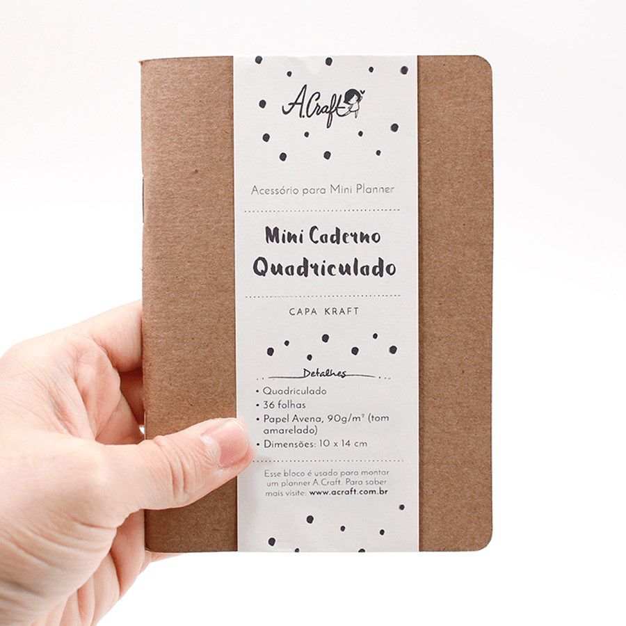 Mini Caderno Quadriculado Kraft Para Mini Planner A.Craft - Fancy Goods