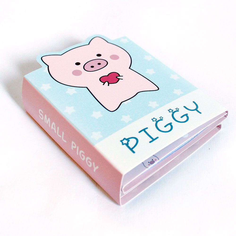 Cartela de Post-it 6 Partes 7 Blocos Piggy Porco Azul - Fancy Goods