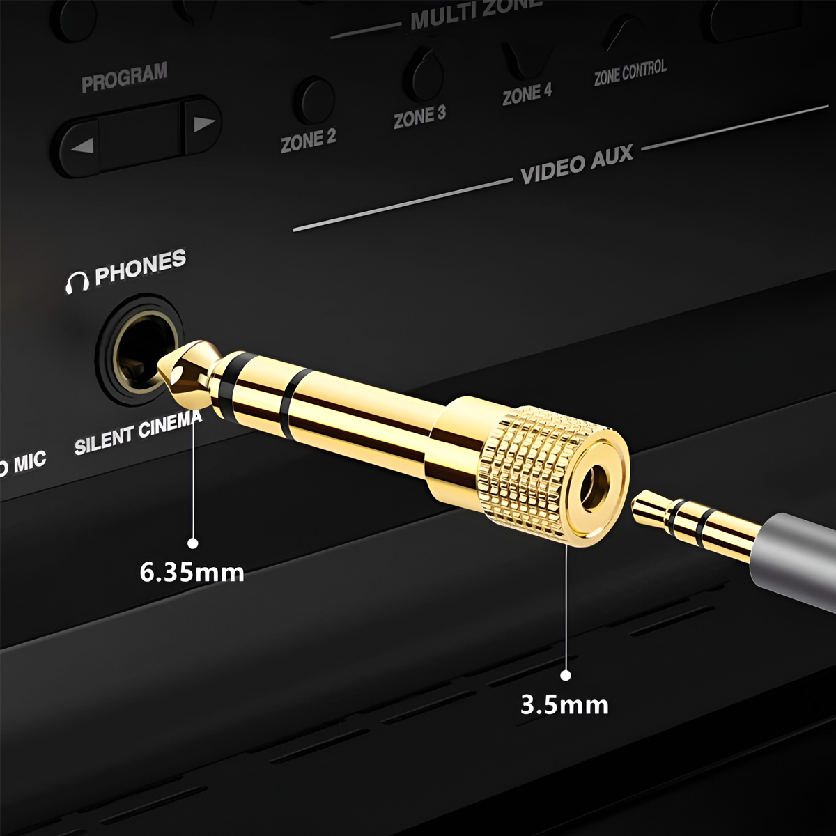 Plug Adaptador P2 P10 Estéreo Conector Power Play Ouro | Áudio ...