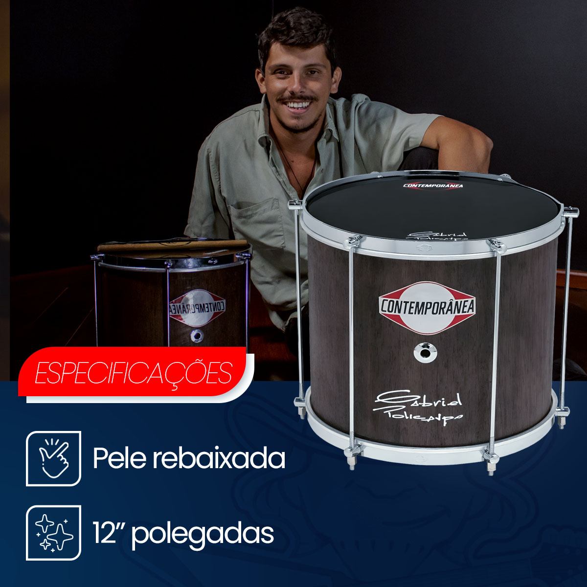 Repinique Gabriel Policarpo 12 Polegadas Contemporânea | Percussão ...