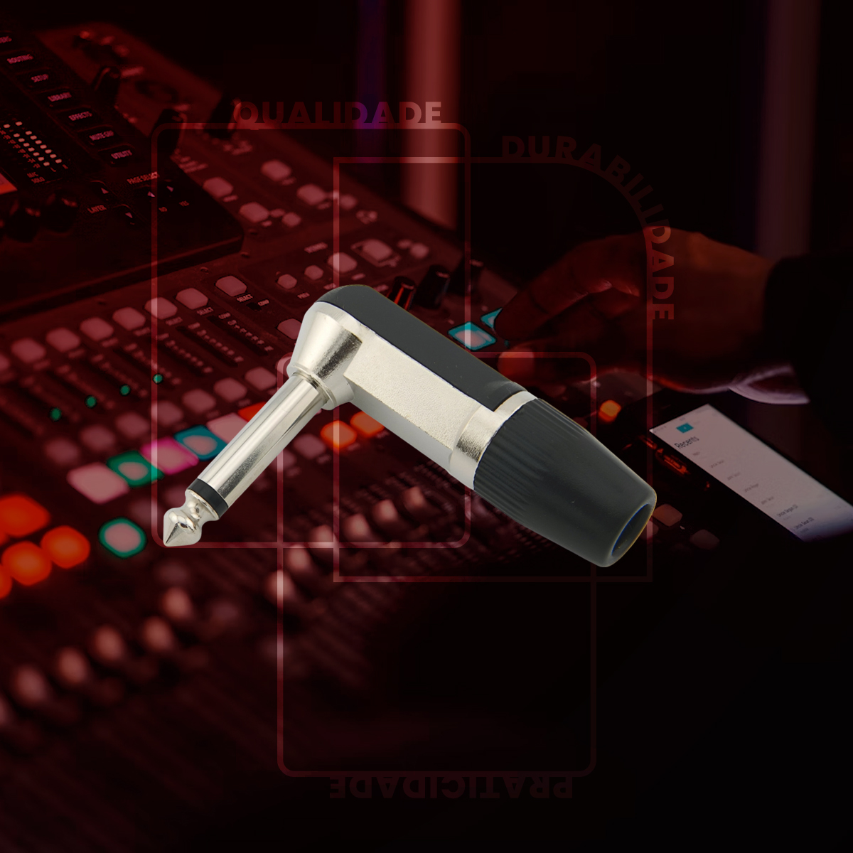 Plug Conector P10 Mono Em L Com Capa Modelo Profissional | Áudio ...