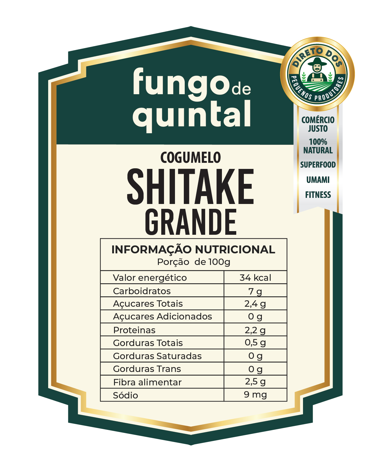 Cogumelo Shitake Grande (G) 500g Fungo de Quintal - Fungo de Quintal