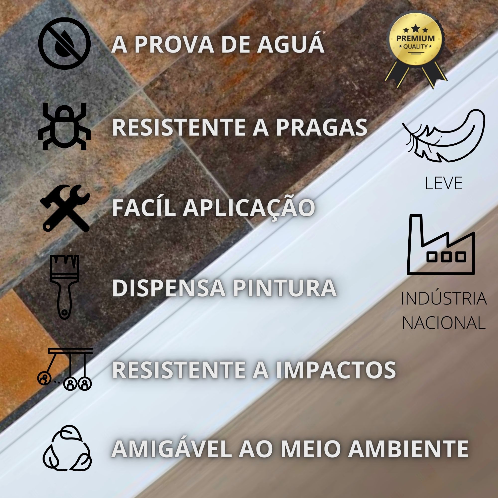 Rodapé de PVC 15 cm altura - Monte Carlo Acabamentos