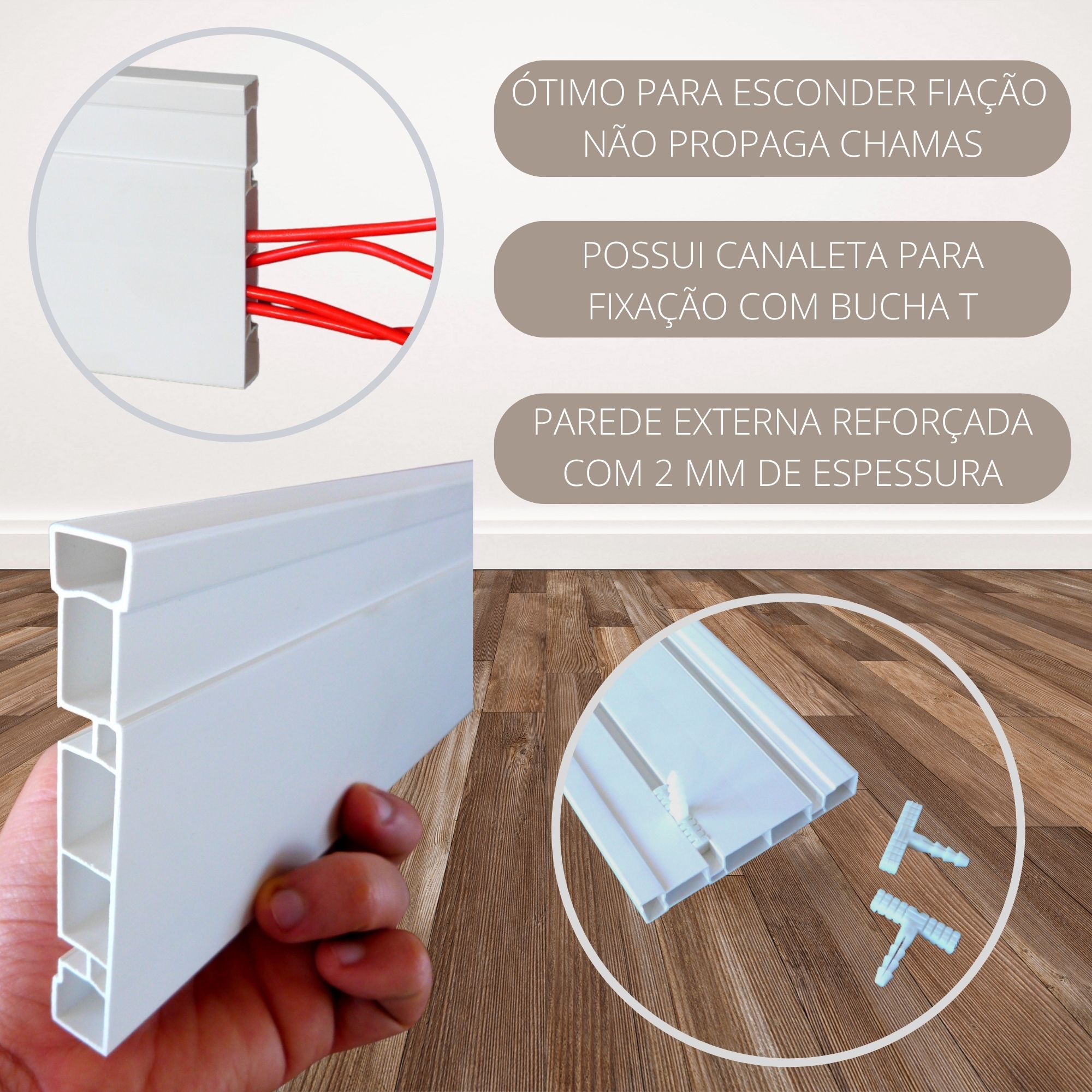 Rodapé de PVC 15 cm altura - Monte Carlo Acabamentos