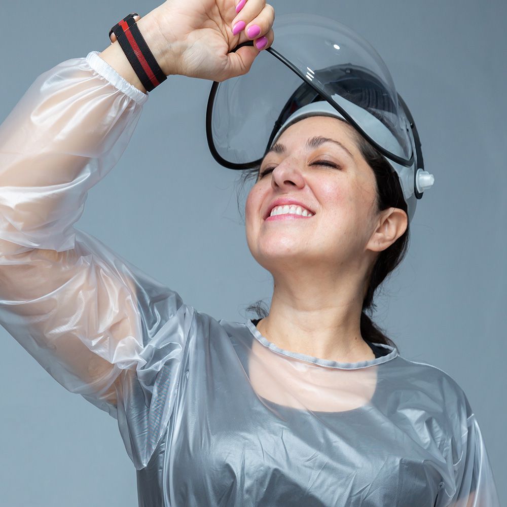 Protetor Facial. Faceshield em Policarbonato. Leve e confortável. EPI ...