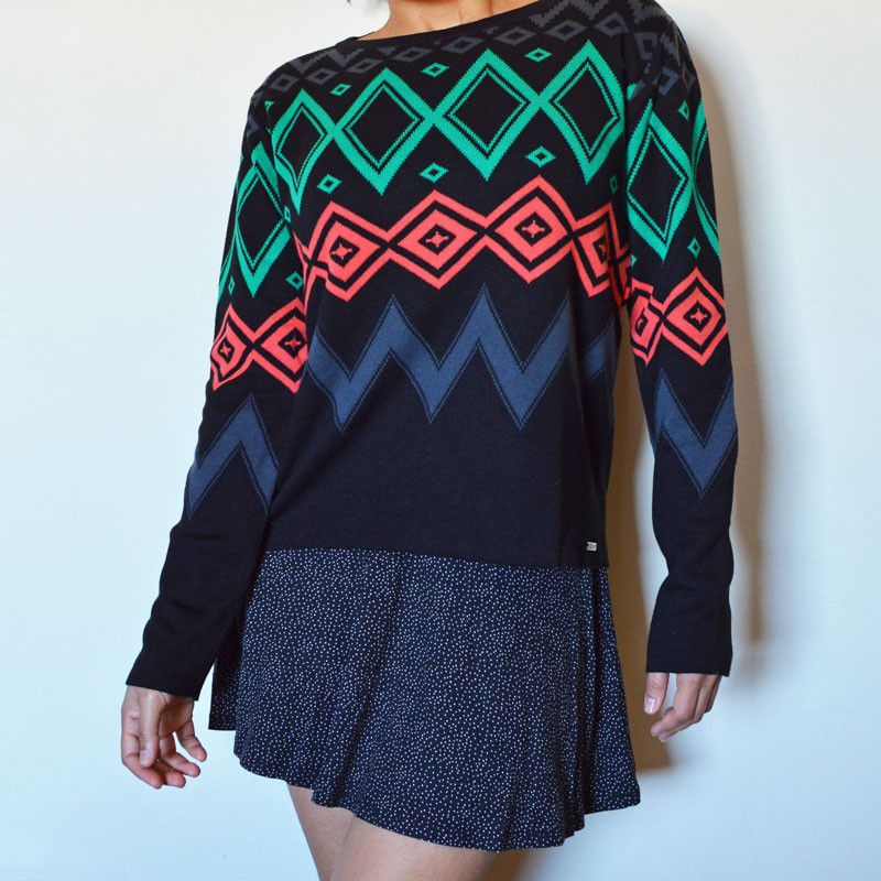 Suéter Feminino Jacquard Neon - Anunciação Store - Tricot e Crochet em ...