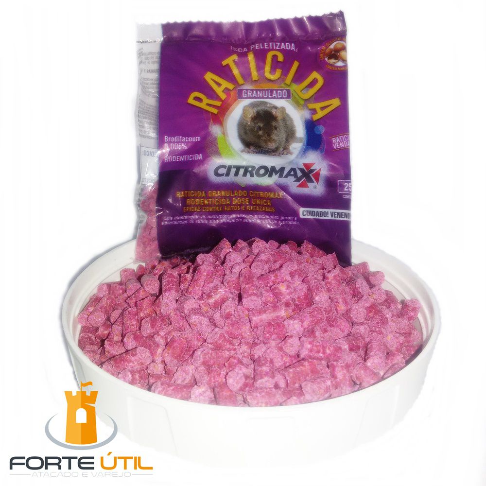 RATICIDA PELLETS ROSA CITROMAX Saco (40x25g) 1 Kg - FORTE UTIL