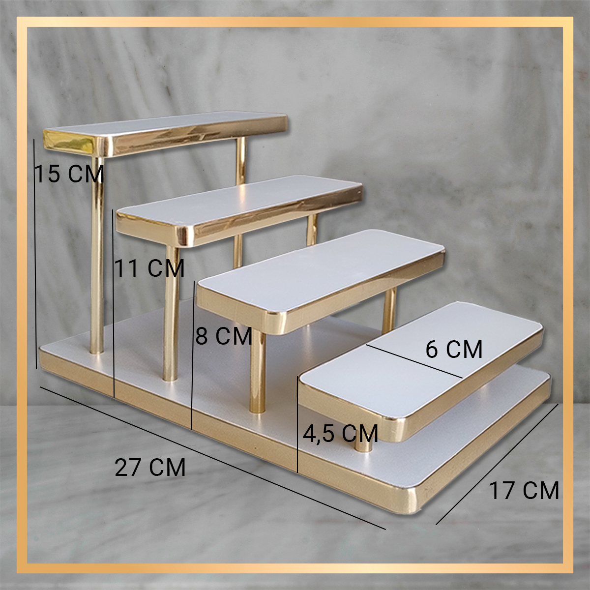 Expositor Escada Eleganza OFFWHITE 4 Degraus - Expositores de Silicone