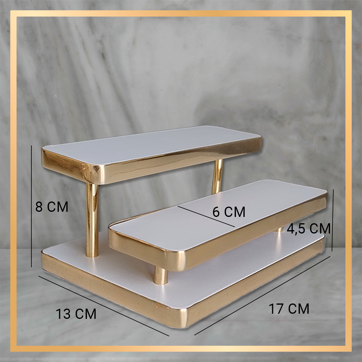 Expositor Escada Eleganza OFFWHITE 2 Degraus - Expositores de Silicone