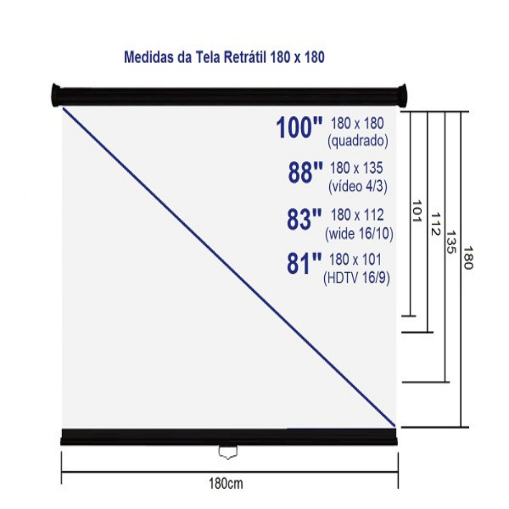 Tela De Projeção Nardelli Retrátil – Standard Nr - 003 180 X 180Cm ...