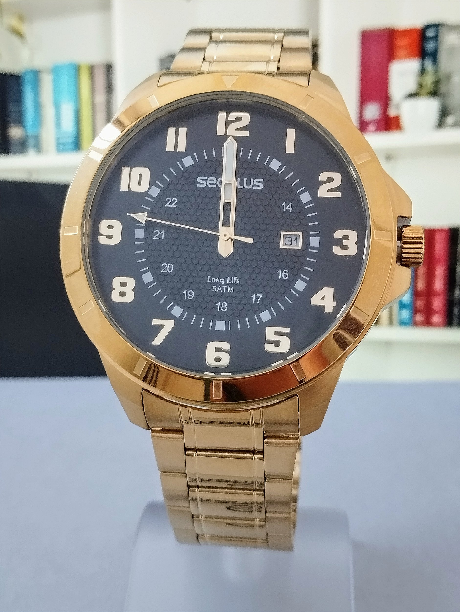 Relógio masculino 44100GPSVDA2 aço dourado Seculus - RELOGIOS M6
