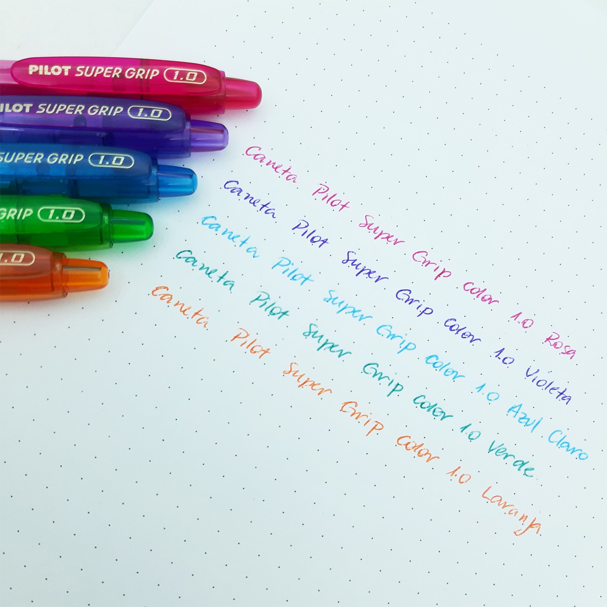 Kit 05 Canetas Coloridas PILOT Super Grip Color Ponta Média 1.0 mm - À ...