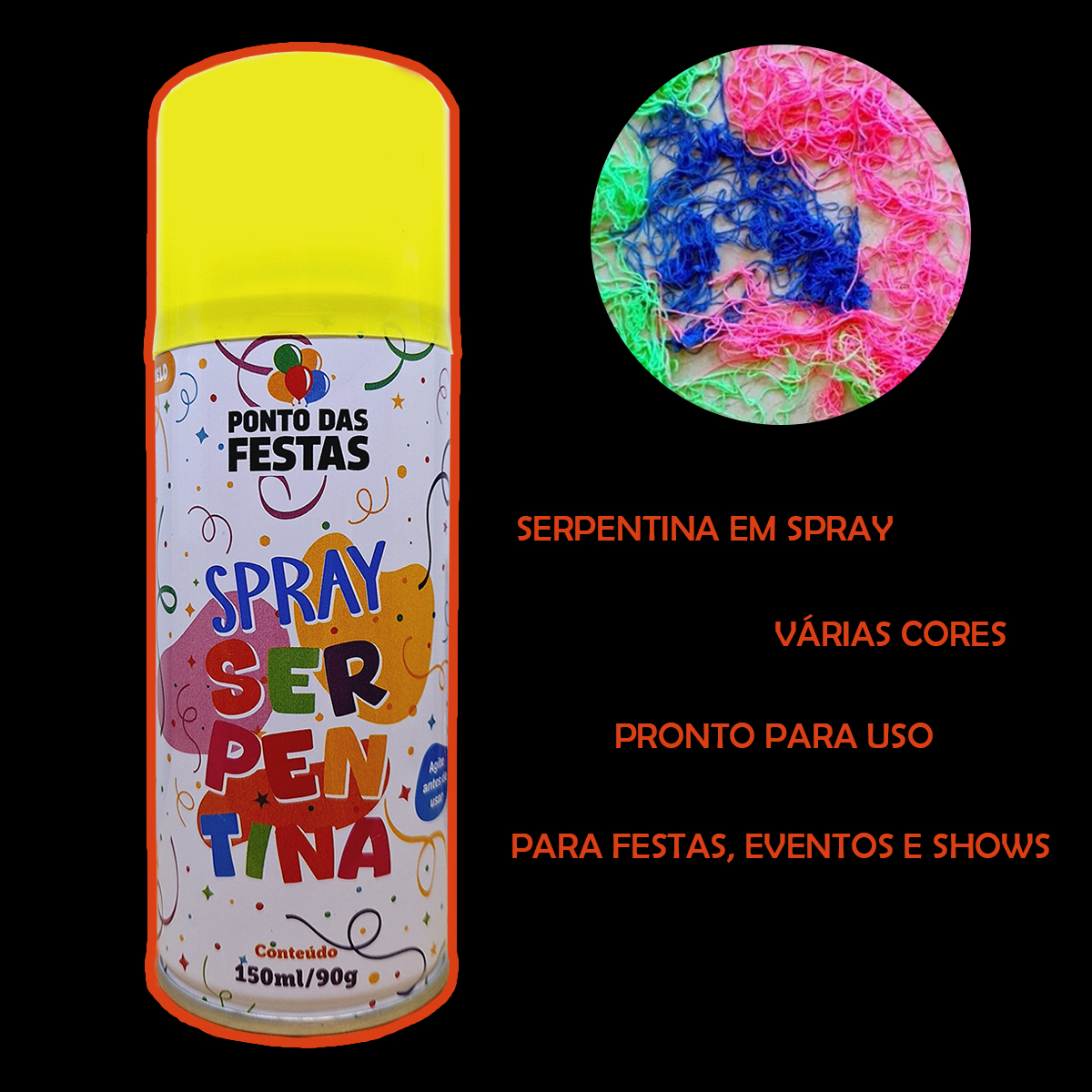 Serpentina Spray PONTO DAS FESTAS Lata 150ml 90g - À MÃO LIVRE PAPEL E ARTE