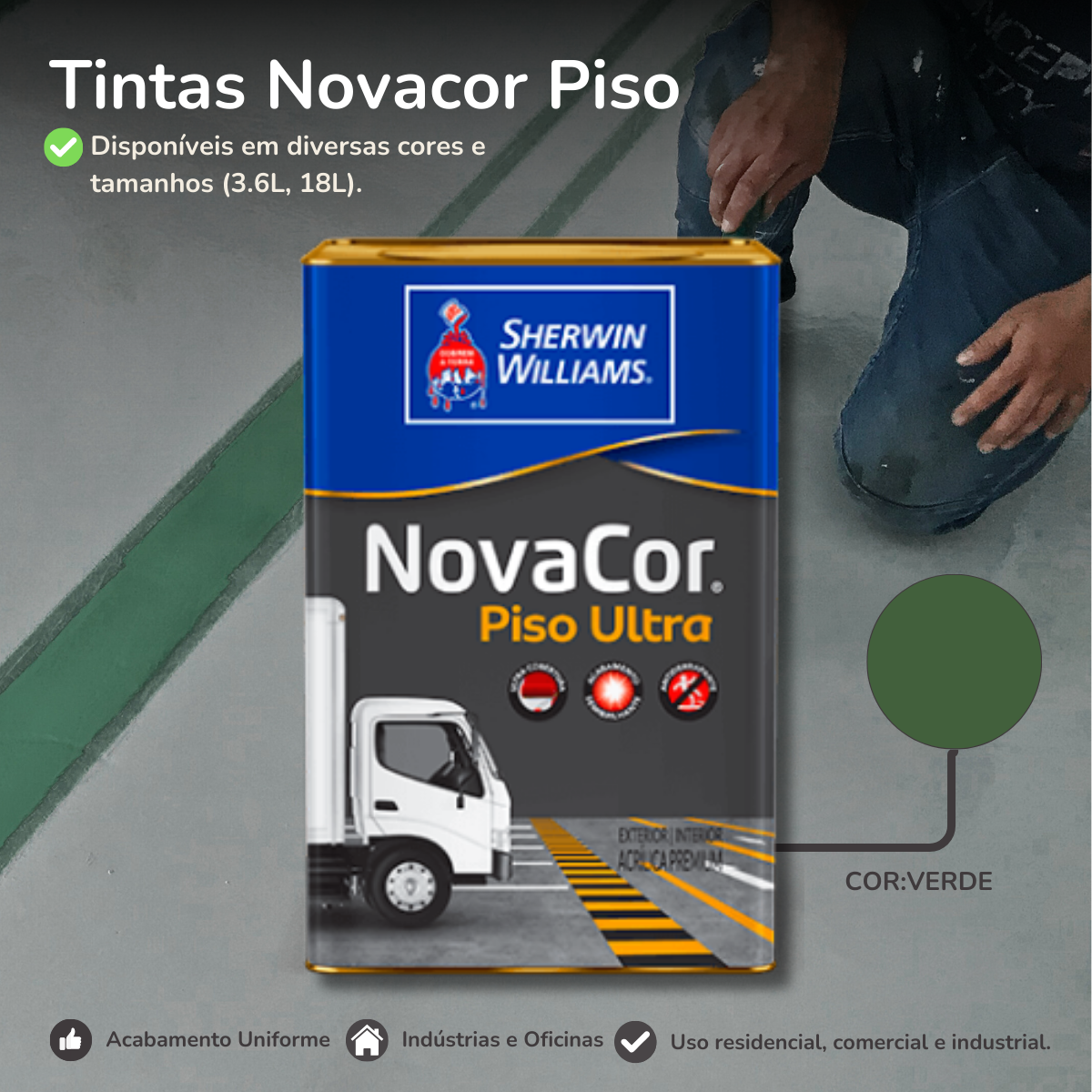 Tinta Piso Sherwim Williams Novacor Piso Ultra Verde 18 Litros ...