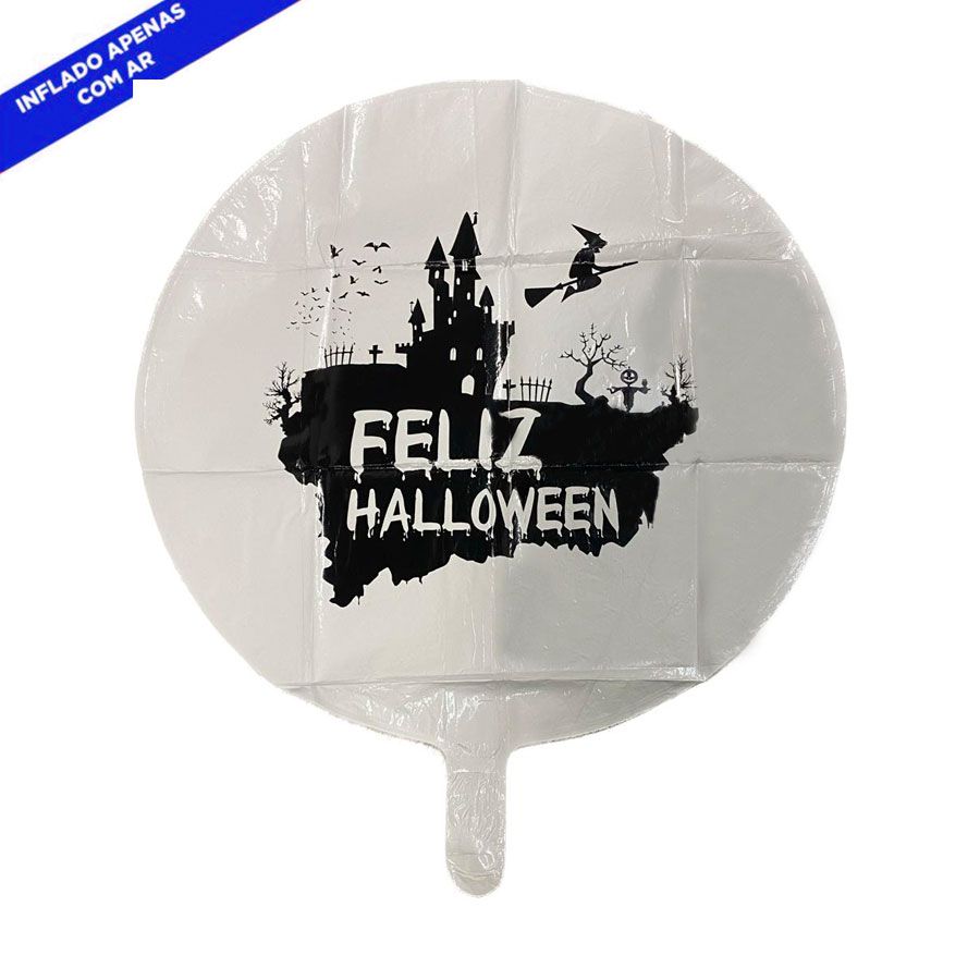 Balão de Festa Metalizado 20'' 40cm - Redondo Caveira Halloween - 1 unidade - Flexmetal - Rizzo ...