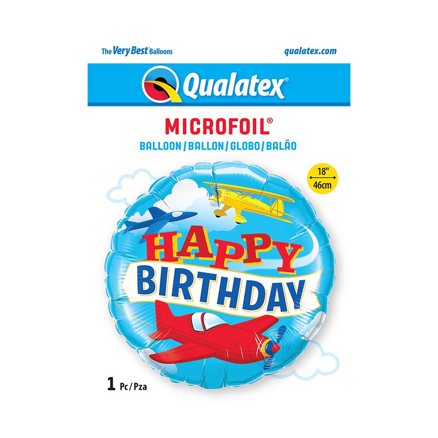 Balão de Festa Microfoil 18" 46cm - Redondo Happy Birthday Aviões - 1 ...