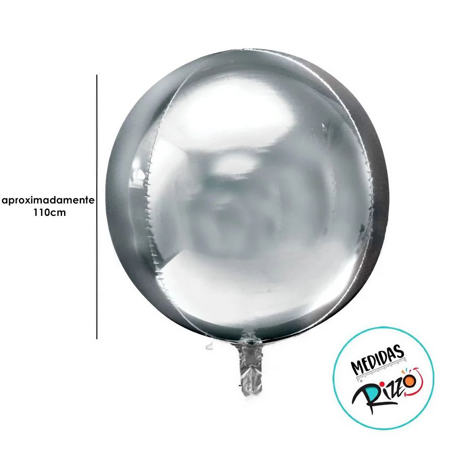 Balão de Festa Metalizado 50'' 110cm - Orbz Prata - 1 unidade - Rizzo - Rizzo - Rizzo Balões