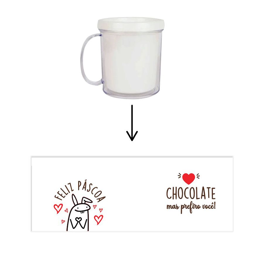 Caneca Acrílica Rosqueável Personalizada - Páscoa Flork - Branco - 1 unidade - Rizzo - Rizzo Balões
