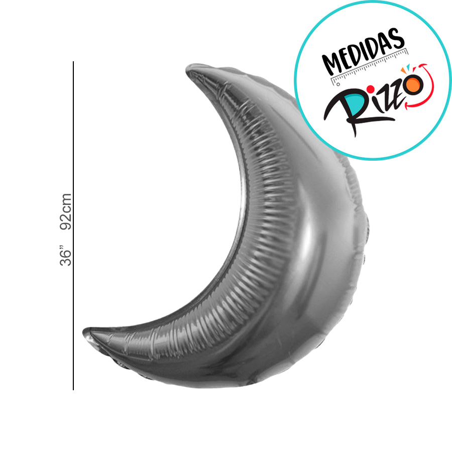 Balão de Festa Metalizado 36" 92cm - Lua Prata - 1 unidade - Rizzo ...