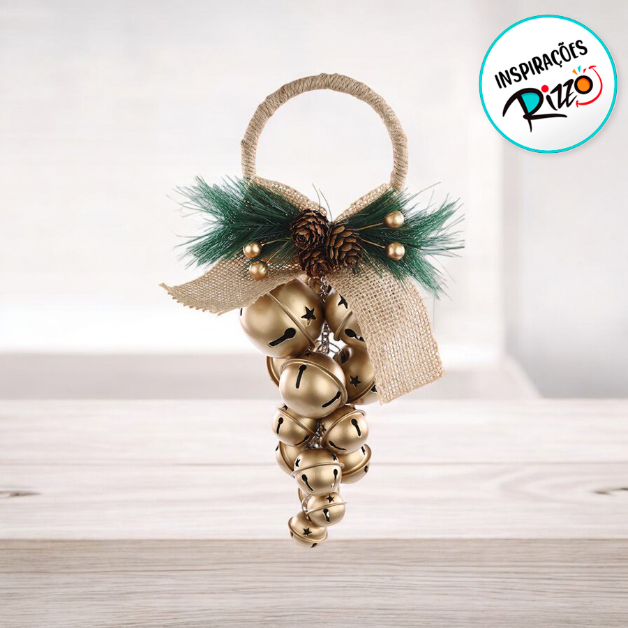 Enfeite para Pendurar Natal - Guizo Guirlanda Ouro - 25cm - 1 unidade ...