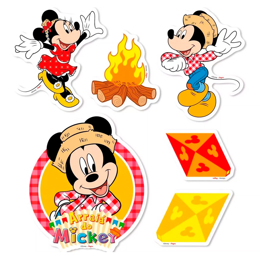 Topo de Bolo - Arraiá do Mickey - 6 unidades - Regina - Rizzo - Rizzo Balões