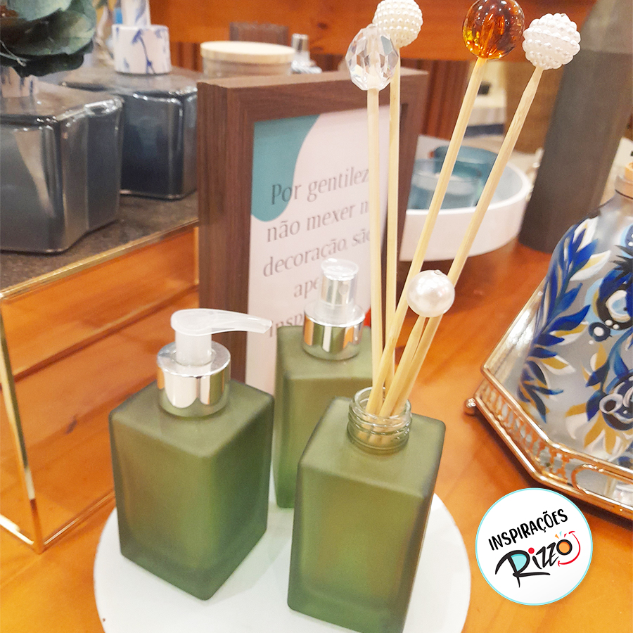 Frasco para Perfumaria de Vidro Redondo - Difusor Mel Verde - 200ml - 1 unidade - Rizzo - Rizzo ...