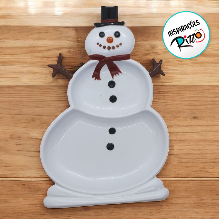 Bandeja Boneco De Neve Premium - Branco - 15x22cm - 1 unidade - Só ...