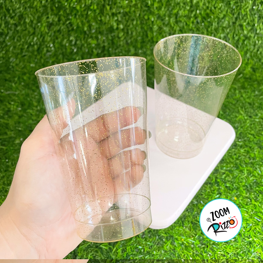 Copo Descartável Premium Glitter Ouro - 340ml - 4 unidades - Rizzo - Rizzo Balões