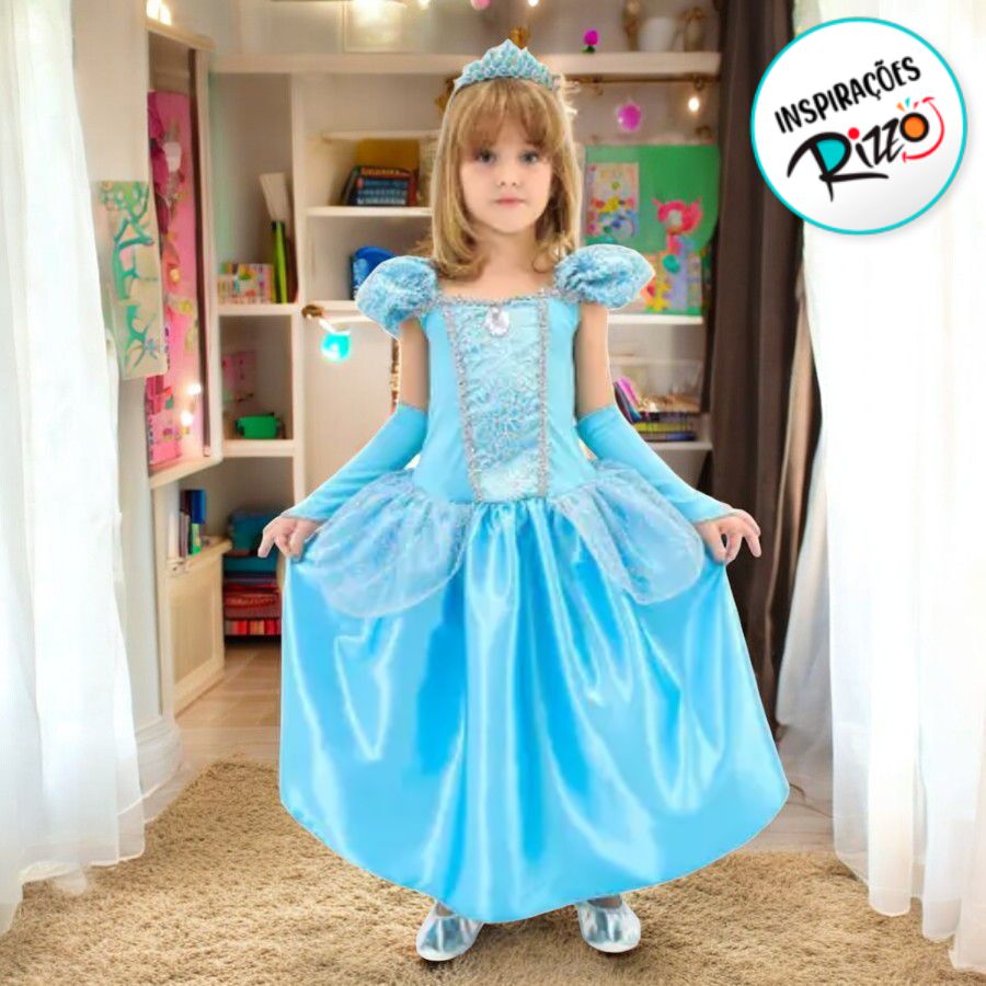 Fantasia Princesa Cindy Infantil - 1 unidade - Anjo - Rizzo - Rizzo Balões