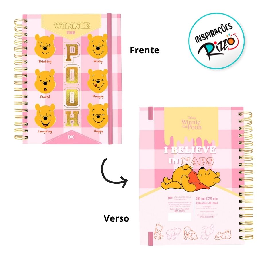 Caderno Smart Univ. Com Folhas Reposicionáveis - Ursinho Pooh - Ref ...