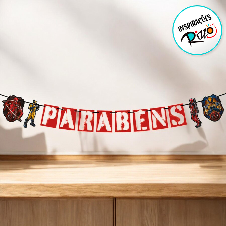 Faixa Parabéns - Deadpool - 1 unidade - Regina - Rizzo - Rizzo Balões
