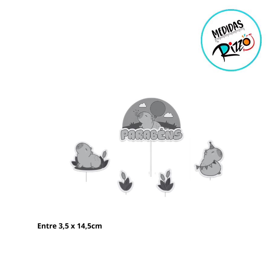 Decoração de Bolo - Cenário Capivara - 14,5cm - 5 unidades - Regina ...