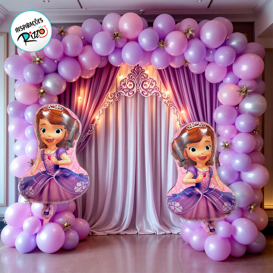 Balão de Festa Microfoil 55cm - Sofia - 10 unidades - Rizzo - Rizzo Balões