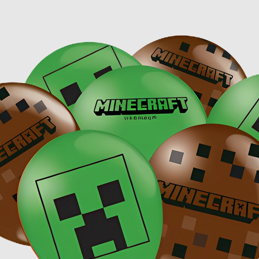 Balão de Festa Decorado Especial 9" 23cm - Minecraft - 25 unidades ...