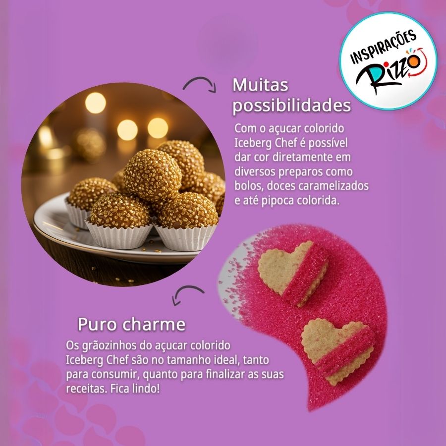 Açúcar Cristal Dourado - 80g - 1 unidade - Iceberg - Rizzo - Rizzo Balões