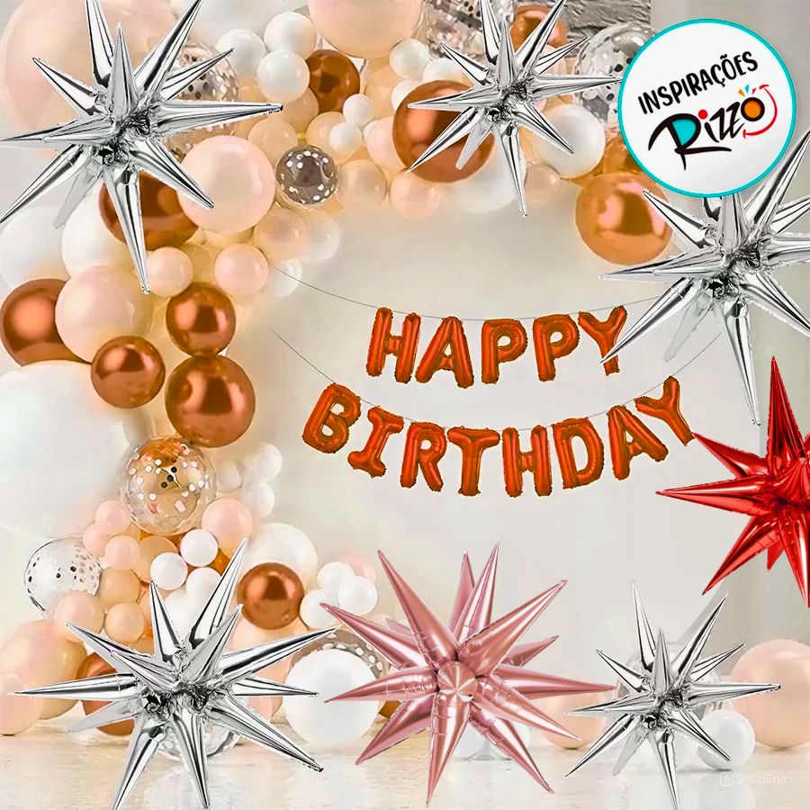 Balão de Festa Metalizado 40" 100cm - Sputnik Rose - 1 unidade - Rizzo ...