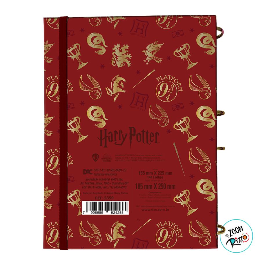 Caderno Argolado - Hogwarts - Harry Potter - 18x25cm - 144 Folhas - 1 ...